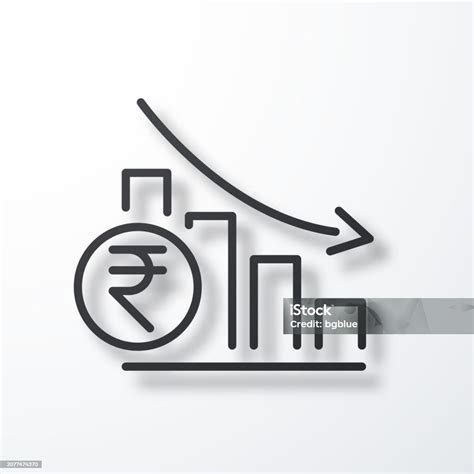인도 루피 환율 하락 차트 흰색 배경에 그림자가 있는 선 아이콘 0명에 대한 스톡 벡터 아트 및 기타 이미지 0명 3차원
