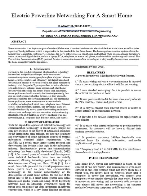 Electric Powerline Networking For A Smart Home Pdf Computer Network Home Automation