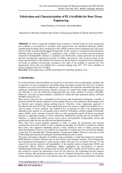 Pdf Fabrication And Characterization Of Pla Scaffolds For Bone Tissue Engineering