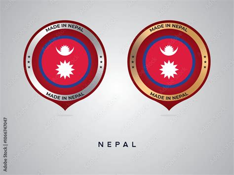 Made In Nepal Labels Stickers Pointer Badge And Symbol Of Nepal Flag Icon Collection Vector