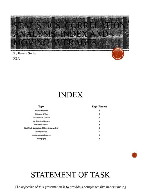 Statistics Correlation Analysis Index And Moving Download Free Pdf Moving Average Statistics