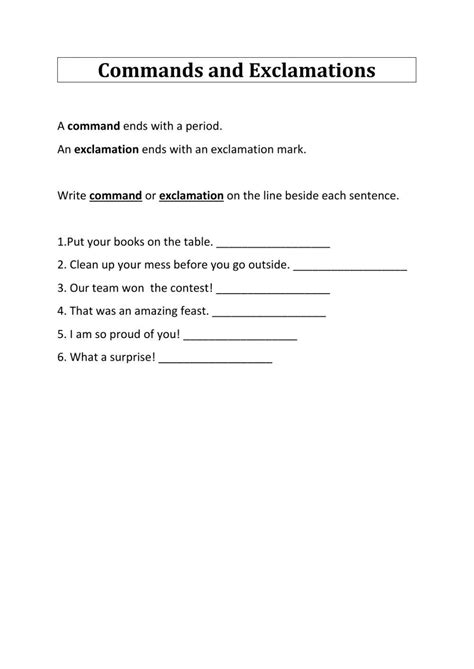 Literacy Statements Questions Exclamations And Commands