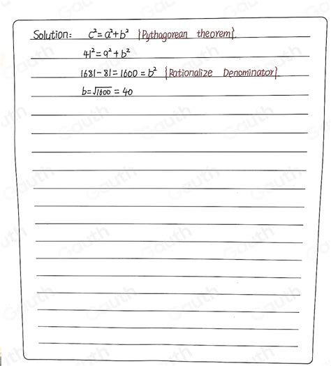 solved b c 2 a 2 b 2 41 2 9 2 b 2 1681 81 b 2 b 2 1600 b sqrt 1600 40