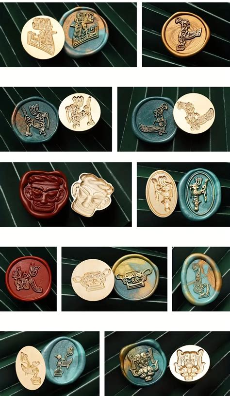 Wax Seal Stamp Head Removable Brass Sanxingdui Sealing Stamp Temu