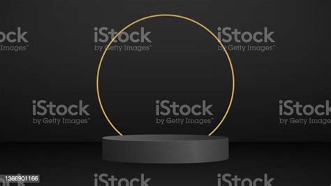 블랙 과 골드 포디움 최소 추상적 인 배경 3d 단계 연단 디스플레이 제품 화장품을 보여주기 위해 스탠드 일러스트 3d 벡터 Eps 10 3차원 형태에 대한 스톡 벡터 아트