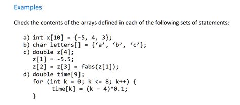 Solved Examples Check The Contents Of The Arrays Defined In