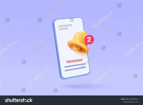 3d Mobile Phone Bell Notice Icon Stock Vector Royalty Free 2208593923 Shutterstock
