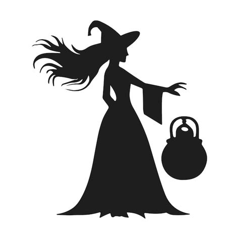 A Halloween Witch Silhouette Vector Premium Ai Generated Vector