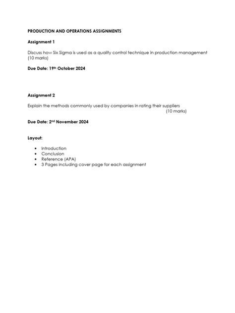 Production And Operationsassignments Pdf