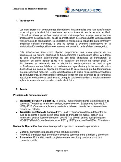 Lab Transistor Pdf Transistor Transistor De Unión Bipolar