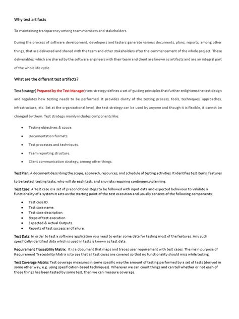 test artifacts pdf software testing systems theory