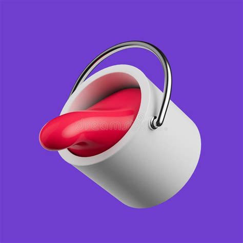 Simple Paint Bucket Tool With Red Spill Paint D Render Illustration Stock Illustration