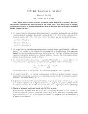 HW Fall Pdf CSC Homework Fall Instructor Tao Hou Due Tuesday Oct Pm
