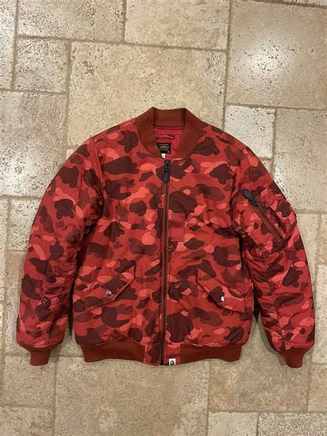 Bape Bape Red Camo Ma 1 Bomber Jacket Grailed