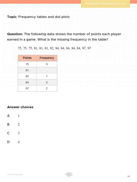 Frequency Tables And Dot Plots Pdf