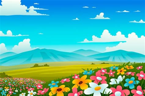 Free Vector Gradient Flower Field Landscape Nackground