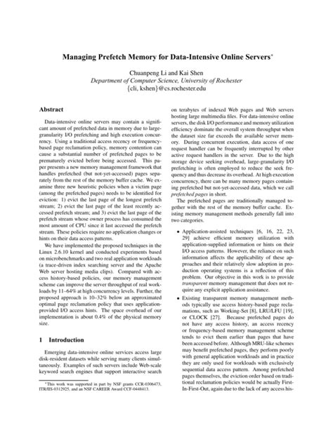 Managing Prefetch Memory For Data