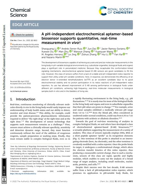 Pdf A Ph Independent Electrochemical Aptamer Based Biosensor Supports
