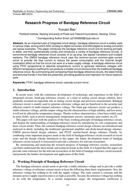 Pdf Research Progress Of Bandgap Reference Circuit