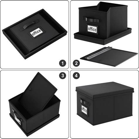 Upgraded File Organizer Box With Lid Decorative File Box With Handle
