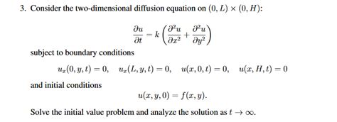 Solved 3 Consider The Two Dimensional Diffusion Equation On
