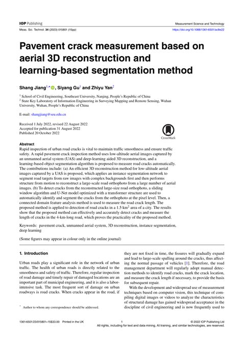 Pavement Crack Measurement Based On Aerial 3d Reconstruction And