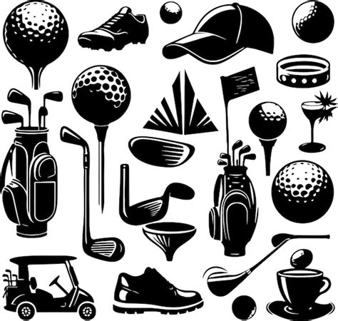 골프 요소 검은색 터 실루 프리미엄 Ai 생성 벡터