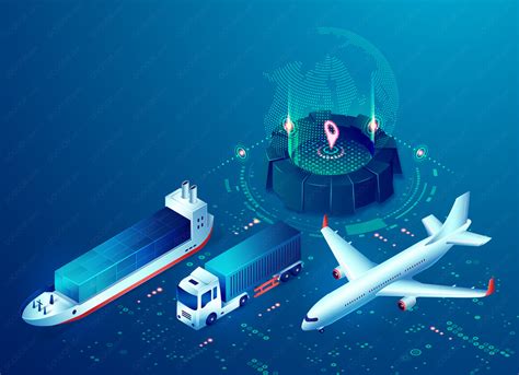 海陆空未来设备智能物流应用图形概念运输车辆eps矢量素材