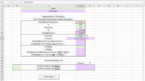 Excel Template For Finding Probabilities Involving The Sample Proportion YouTube