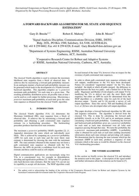 pdf a forward backward algorithm for ml state and sequence estimation
