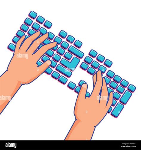 Hands Using Computer Keyboard Hardware Vector Illustration Design Stock Vector Image And Art Alamy