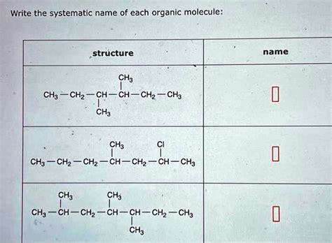 Solved Texts 2 Write The Systematic Name Of Each Organic Molecule
