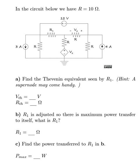 Solved Find The Thevenin Equivalent Seen By R1 Hint A