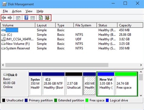 Hide And Show Toolbars On Tool Bar In Disk Management