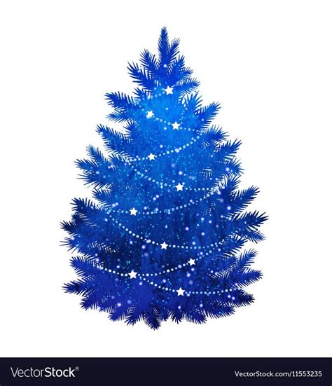 Blue Silhouette Of Christmas Tree On White Background Download A Free