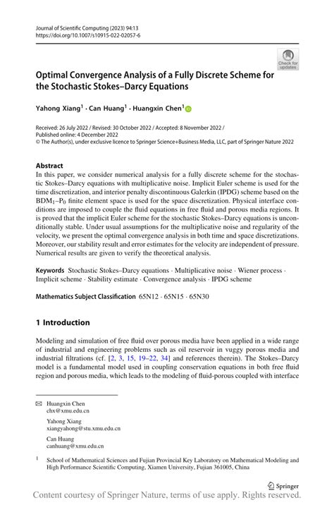 Optimal Convergence Analysis Of A Fully Discrete Scheme For The Stochastic Stokesdarcy Equations