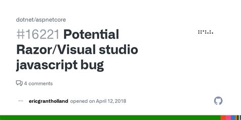 Potential Razor Visual Studio Javascript Bug Issue Dotnet Aspnetcore Github
