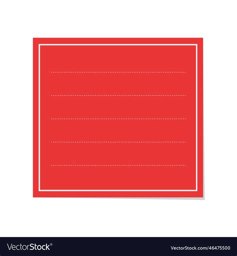 Square Red Sticky Post Note Template Taped Office Vector Image