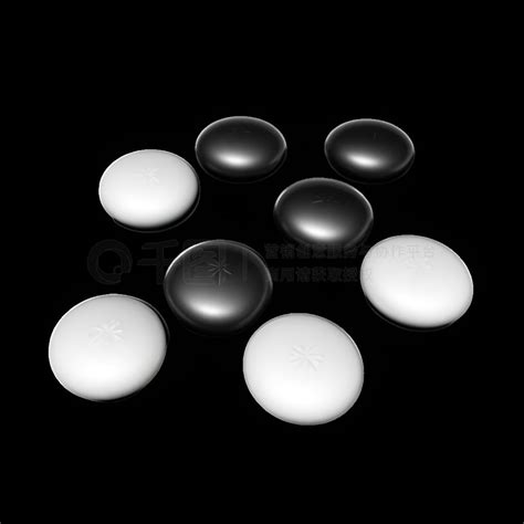 对称图案ai数字艺术 3d原创c4d黑白五子棋棋子元素简约黑白围棋棋子对称图案插画 Ai立体元素免费下载png格式4096像素编号