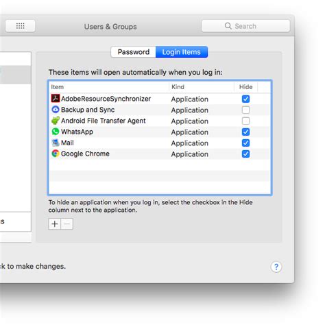 Adobe Resource Synchronizer Login Items In