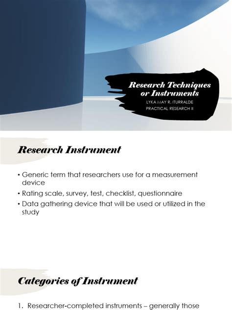 Research Techniques Or Instruments Pdf Survey Methodology Questionnaire