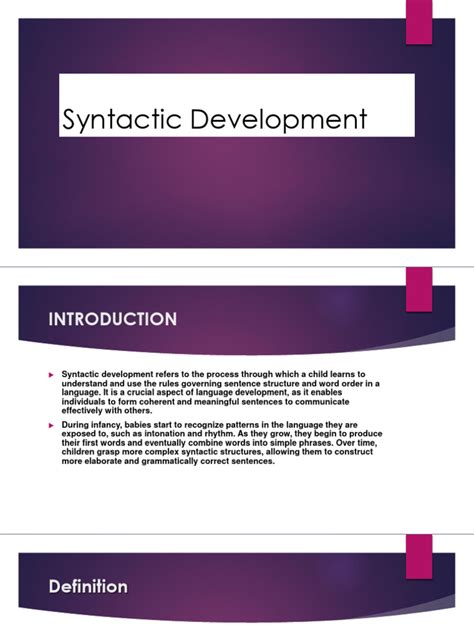 Syntactic Development Pdf Language Development Word