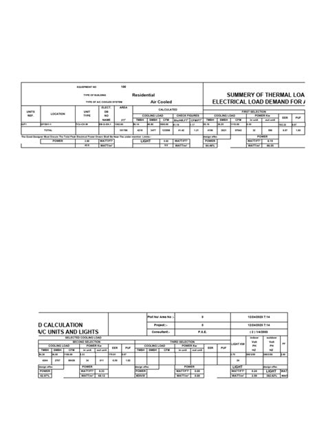 Summery Of Thermal Load Calculation Ofb Pdf