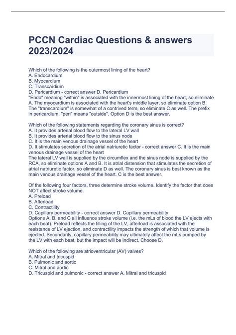 pccn cardiac questions and answers 2023 2024 pccn stuvia us