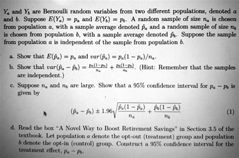 solved ya and yb are bernoulli random variables from two different
