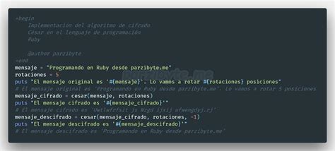 Algoritmo De Cifrado César En Ruby Parzibyte