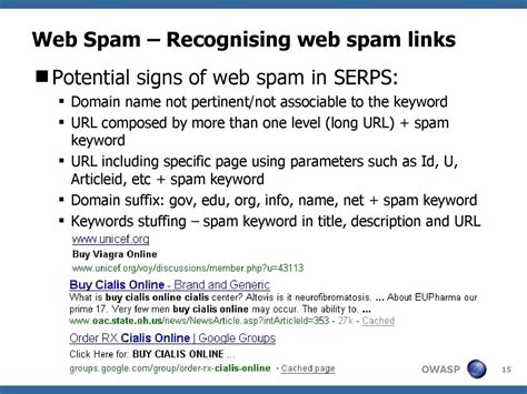 Owasp Web Spam Techniques презентация онлайн