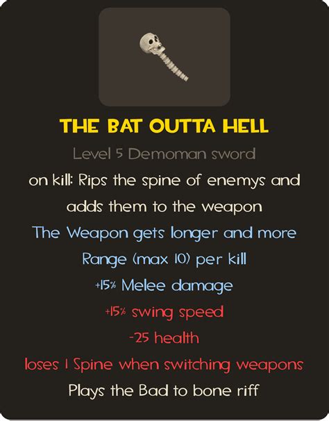 Im Gonna Give Every Tf2 Weapon New Stats Weapon 1 The Bat Outta Hell R Tf2