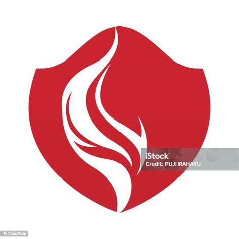 화재 방패 로고 디자인 요소 화재 경고 기호 방패 흰색 배경에 화재 불꽃 벡터 일러스트 레이 션 개념에 대한 스톡 벡터 아트 및 기타 이미지 Istock