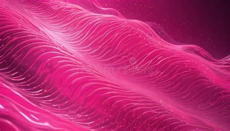 Abstract Pink Waves With Glowing Lines And Particles Creating A Dynamic And Flowing Design